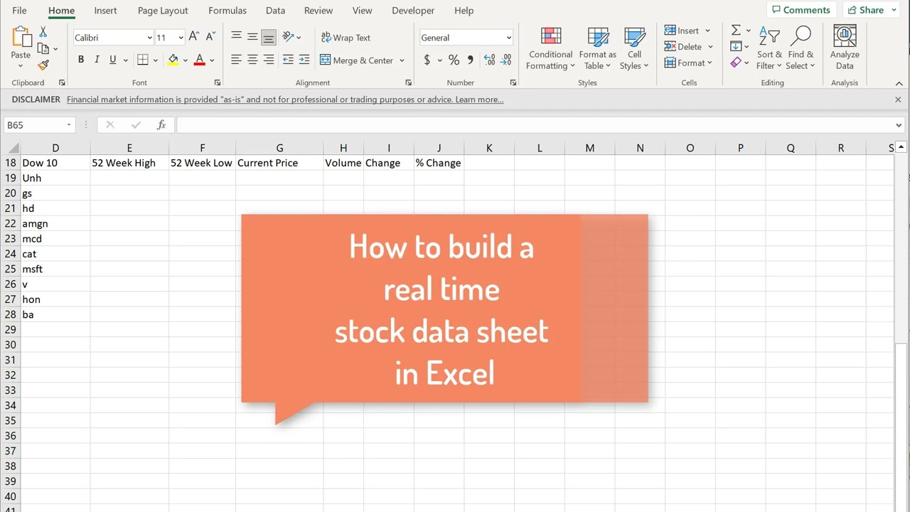 How To Build A Real Time Stock Data Sheet In Excel YouTube How To Build A Real Time Stock Data Sheet In Excel YouTube
