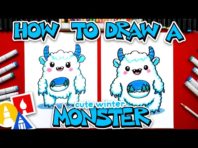 How To Draw A Cute Winter Monster - Videos For Kids
