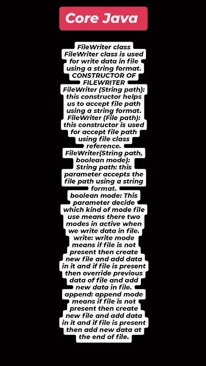 "Mastering FileWriter Class in Java: Writing Data to Files | Core Java Tutorial" - YouTube
