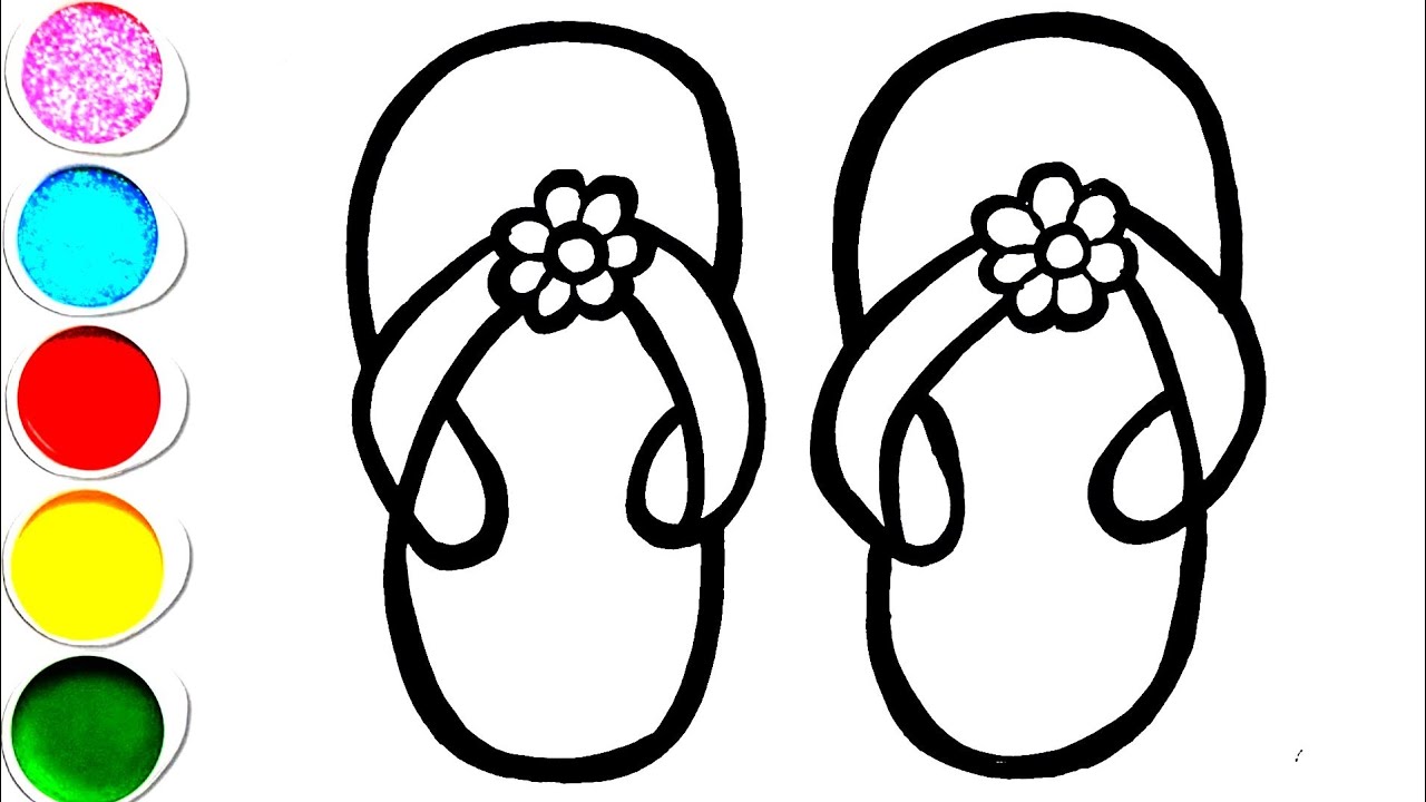 Flip Flop Shoes Drawing, Coloring and Painting for kid's & Toddlers ...