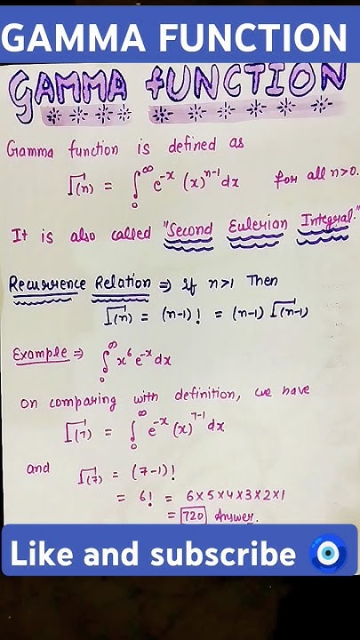 Gamma Function | gamma function engineering mathematics | #gammafunction #math #iitjeemaths ...