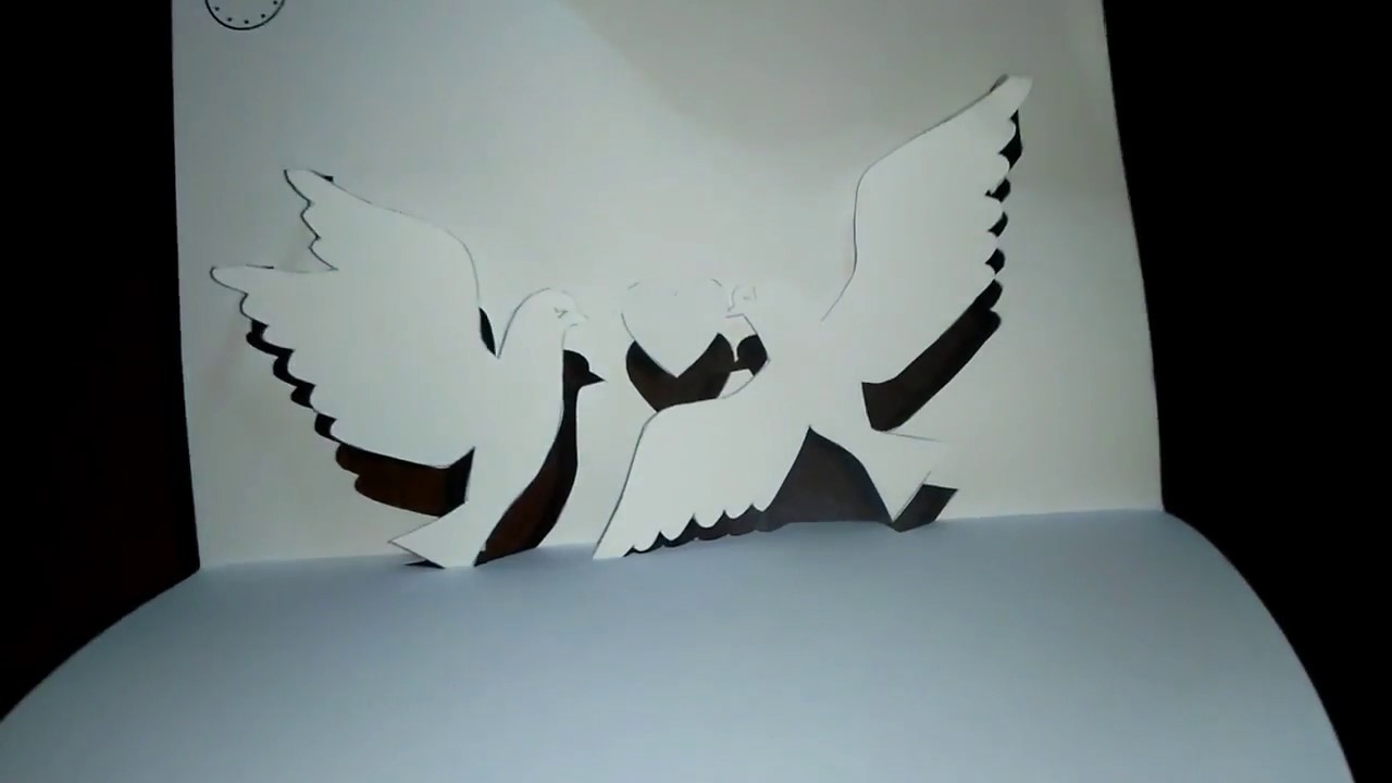 Couple Doves Love Card make and learn diy craft - YouTube