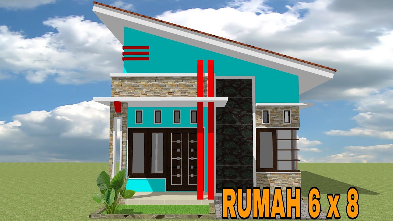 Desain rumah 6 x 8 meter 1 lantai 2 kamar tidur minimalis modern masa ...