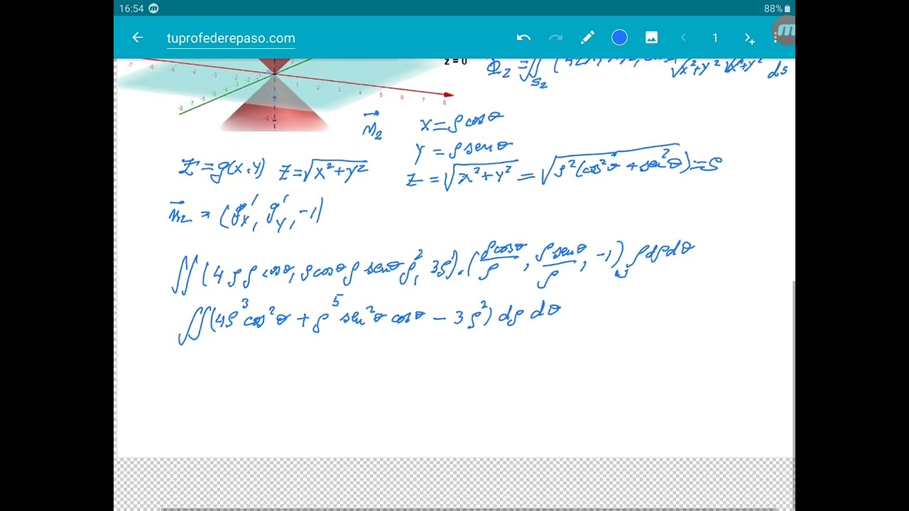 Integral de flujo s través de una superficie cónica cerrada - YouTube