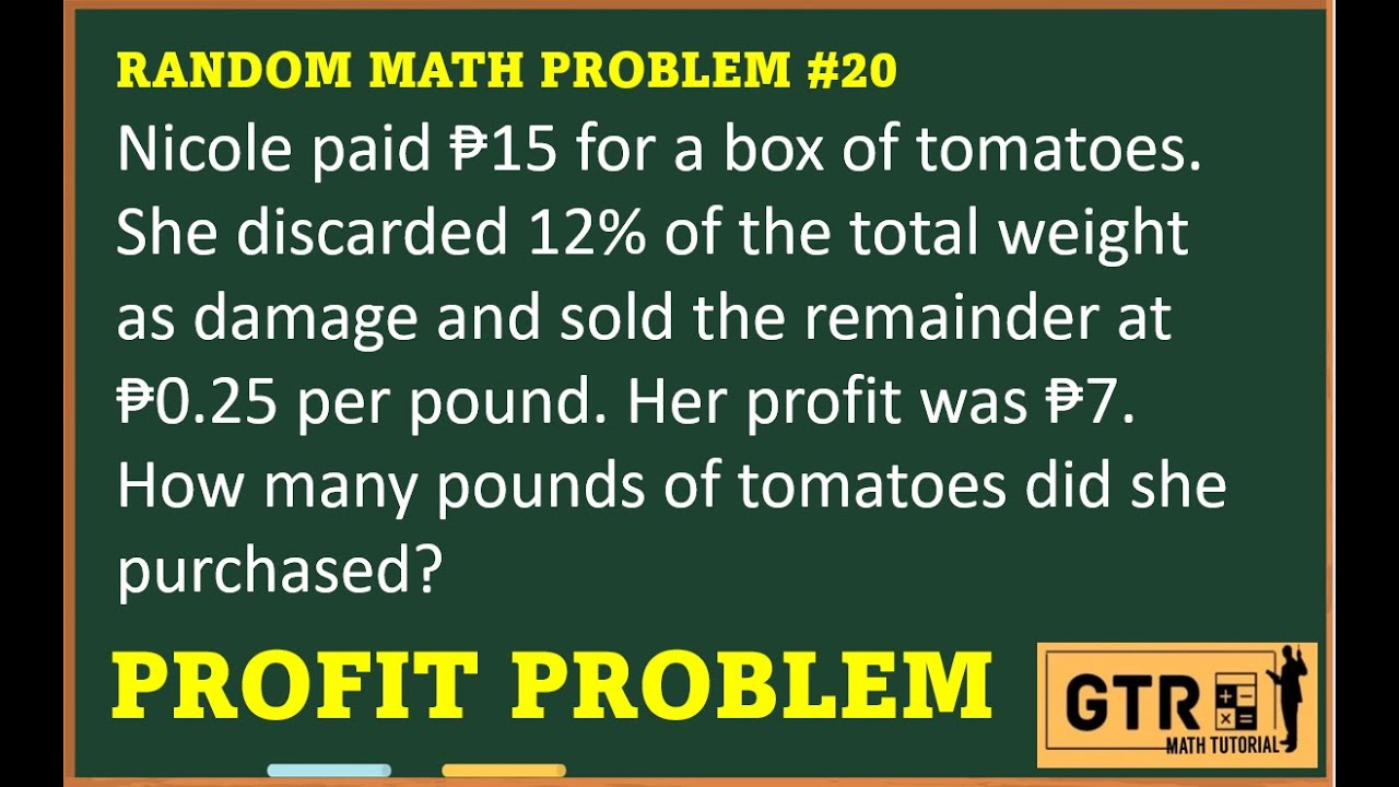 RANDOM MATH PROBLEM #20 - PROFIT PROBLEM - YouTube