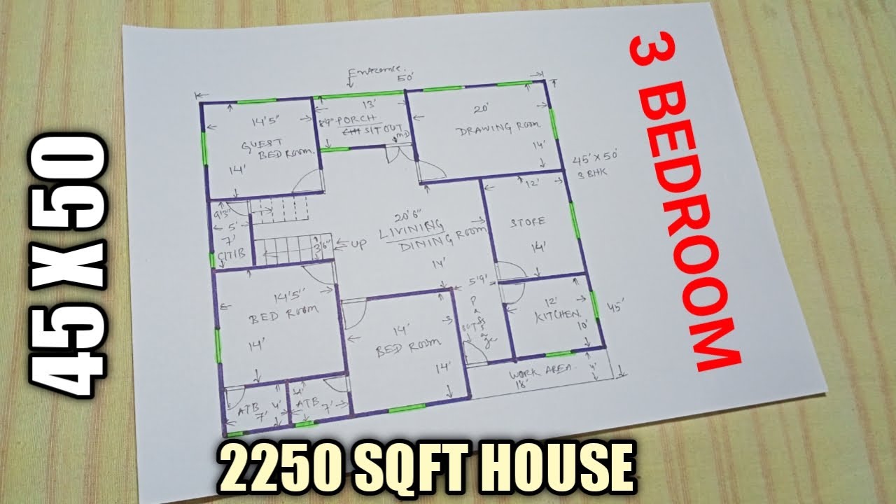 45 x 50 ghar ka naksha | 45 x 50 floor plan | 45 X 50 house map - YouTube