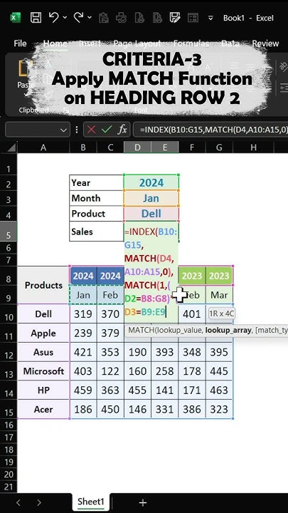 Using INDEX MATCH with Multiple Rows and One Column Criteria in Excel #exceltips #excetutorial ...
