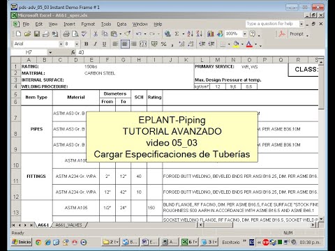 EPLANT-Piping Tutorial Avanzado: Cargar Especificaciones de Tubería (pds-adv_05_03) - YouTube