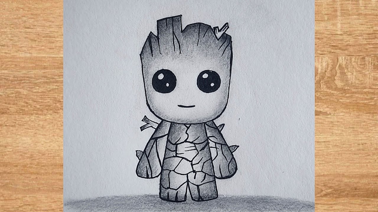 How to draw Groot, step by step | easy drawing method | Easy drawing ...