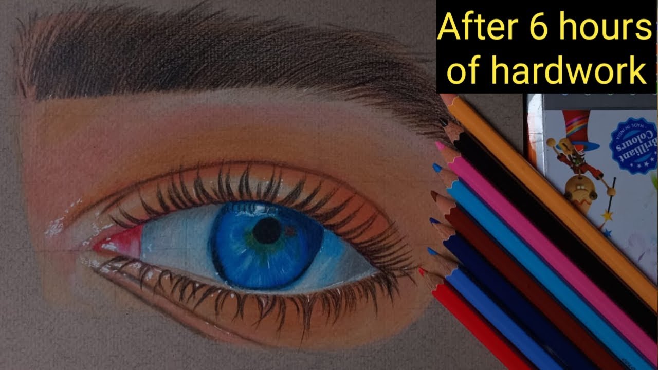 how to draw beautiful blue eye with pencil colour || step by step eye ...