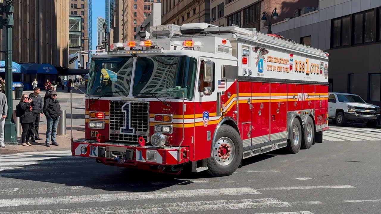 FDNY Engine 26 Tower Ladder 21 Rescue 1 responding - YouTube
