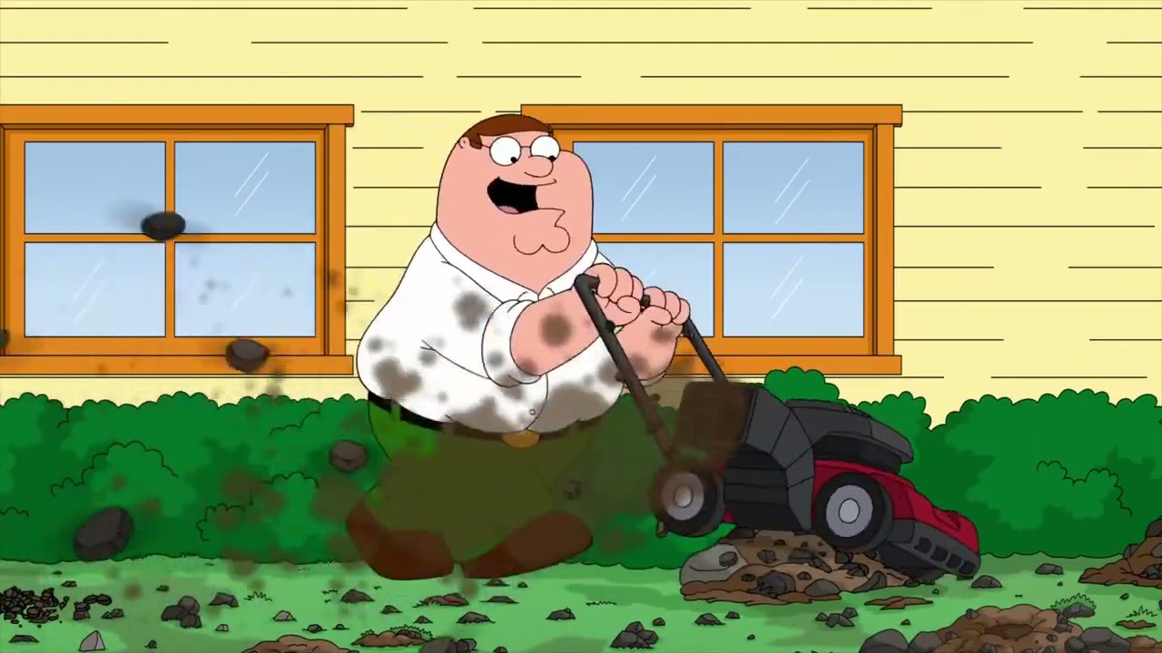Family Guy - Time for Daddy to mow this very rocky backyard - YouTube