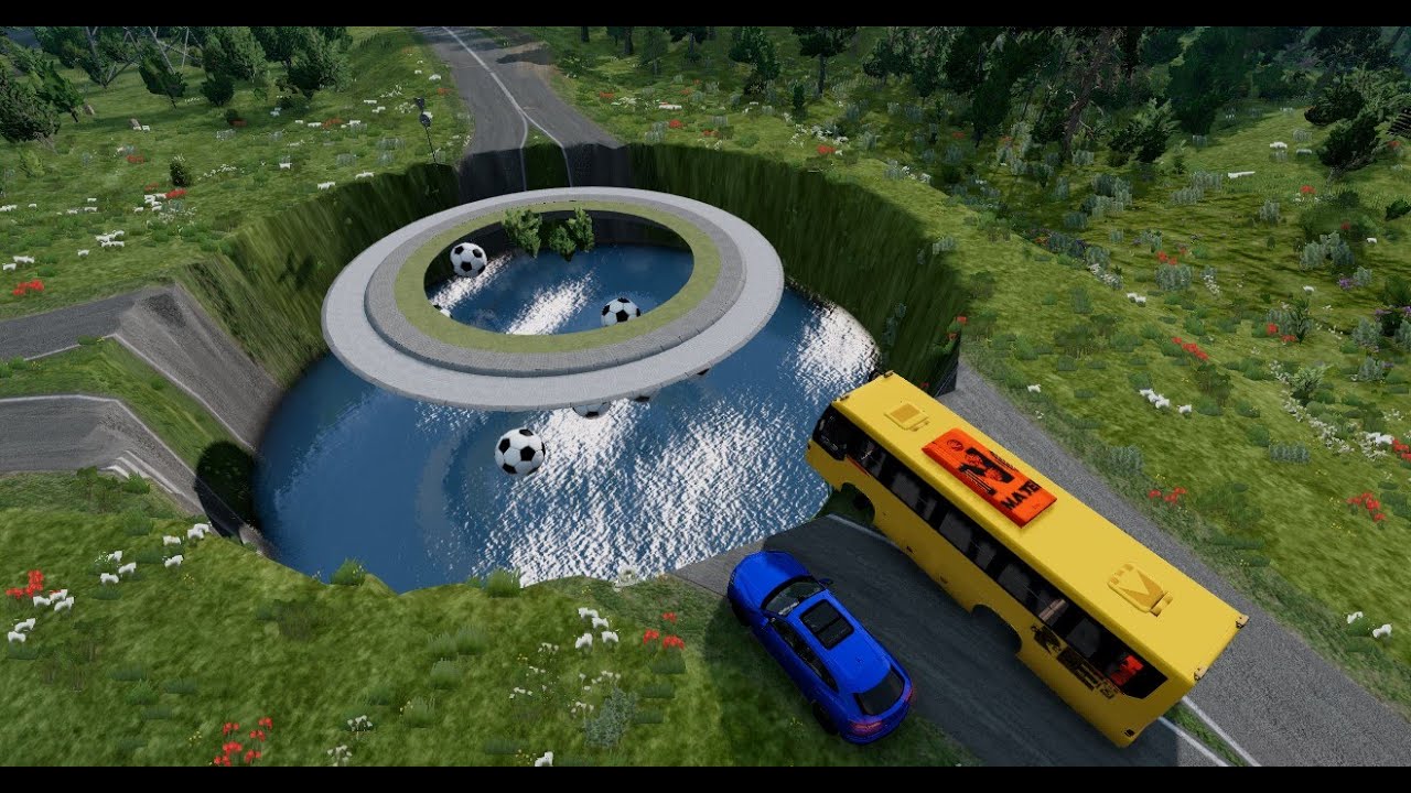Cars vs Giant Water Pit Trap - BeamNG.Drive - YouTube