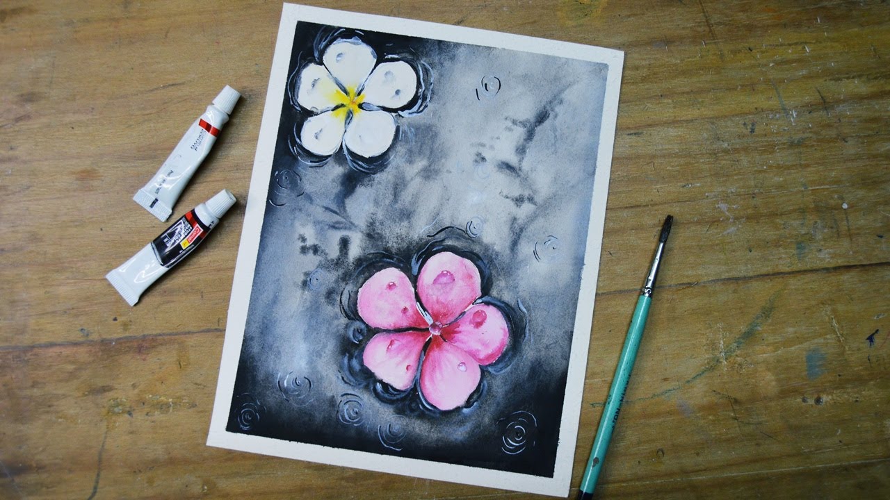 FLOWER IN THE RAIN / Easy Watercolor Painting of A Rainy Day Step by ...
