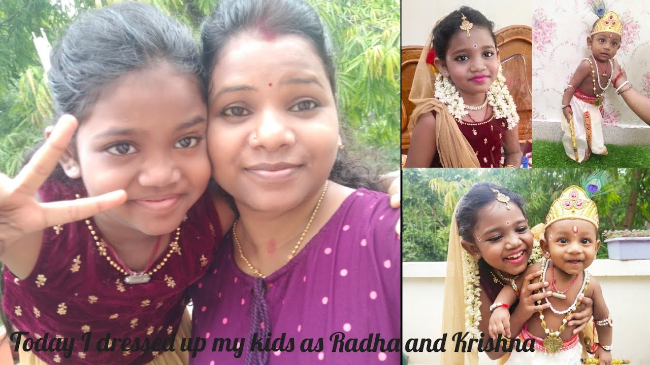Today I dressed up my kids as Radha and Krishna//santhalivlog//sarswati ...