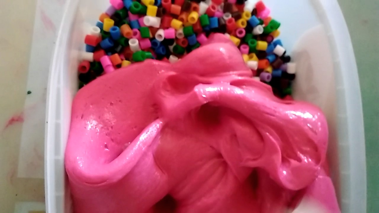 Pink crunchy slime ! - YouTube