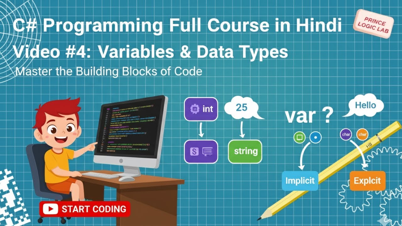 C# Variables & Data Types in Hindi (int, string, bool, var) | C# Full ...