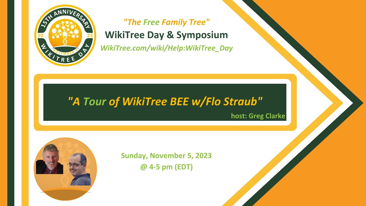 WikiTree Day: "A Tour of WikiTree BEE w/Flo Straub" with Greg Clarke - YouTube