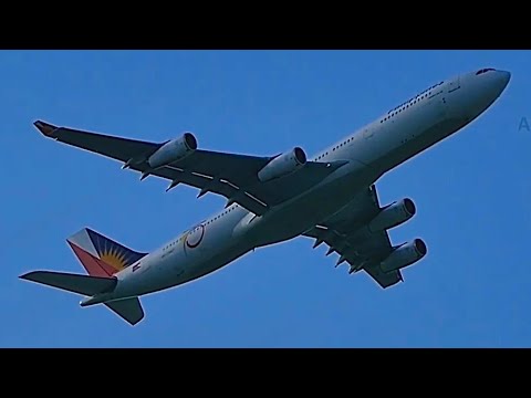 Philippine Airlines Airbus A340 and United 767-400 Departing Heathrow 🐏 ...