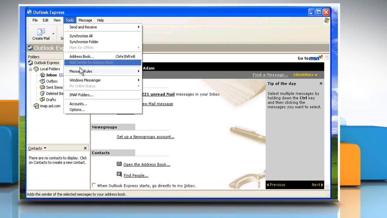 Configure an AOL® Mail account in Microsoft® Outlook Express (Part-2 ...