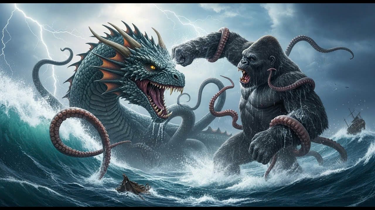 King Kong vs. the ferocious sea monster - YouTube