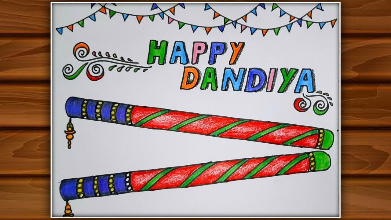Dandiya Drawing Very Easy For Beginners/ Navratri Special Dandiya ...