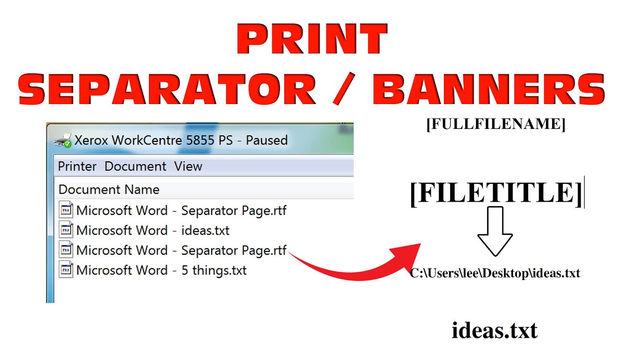 Batch Print with Separator Page containing "Filename" only - YouTube