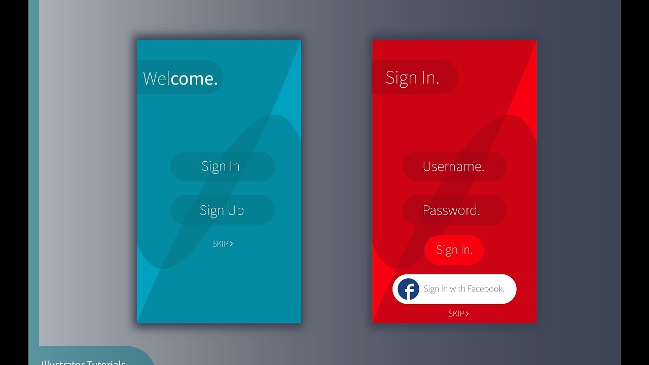 App Login UI Design In Adobe Illustrator - YouTube