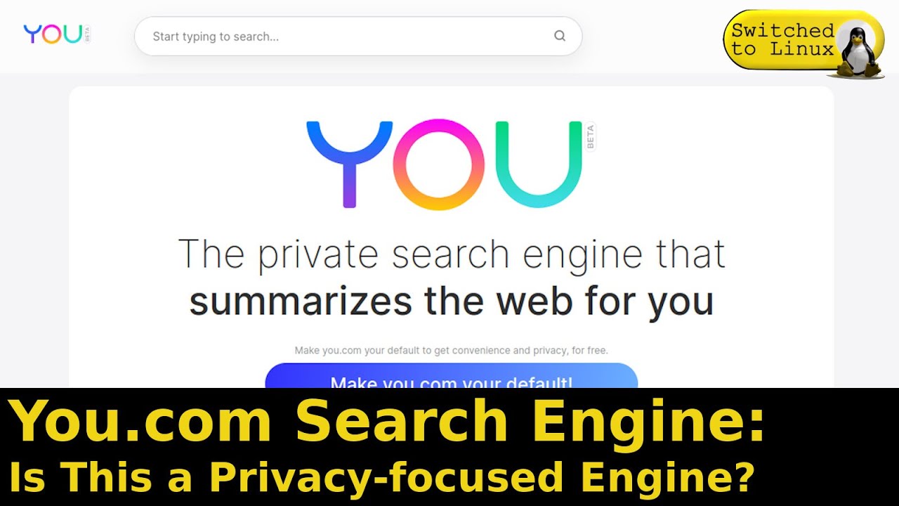 You.com Search Engine - A Privacy Engine? - YouTube