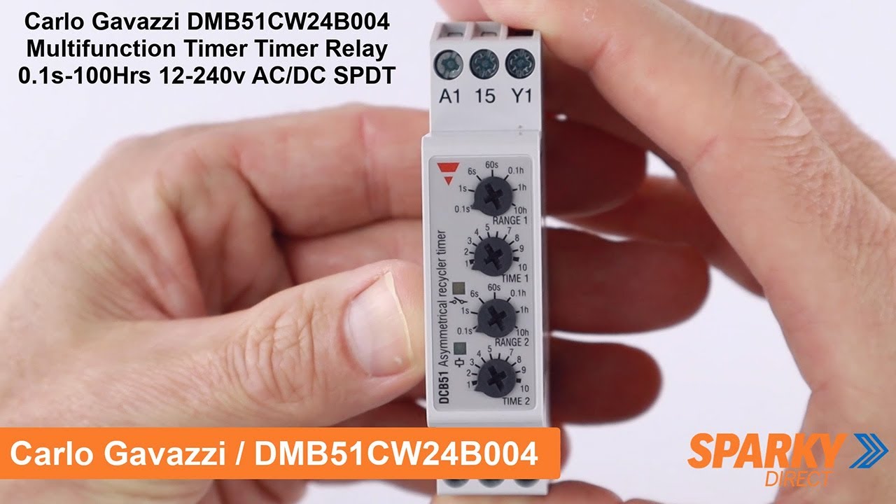 Carlo Gavazzi DMB51CW24B004 | Multifunction Timer Timer Relay 0.1s-100Hrs 12-240v AC/DC SPDT ...