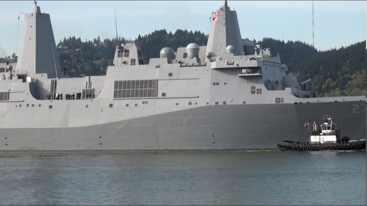 Foss Ship Assist Part 2: USS Portland Heads Down The Willamette - YouTube