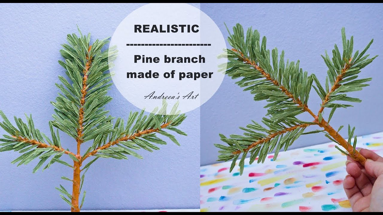 DIY Realistic fir branch from crepe paper/ Paper tree branch ...