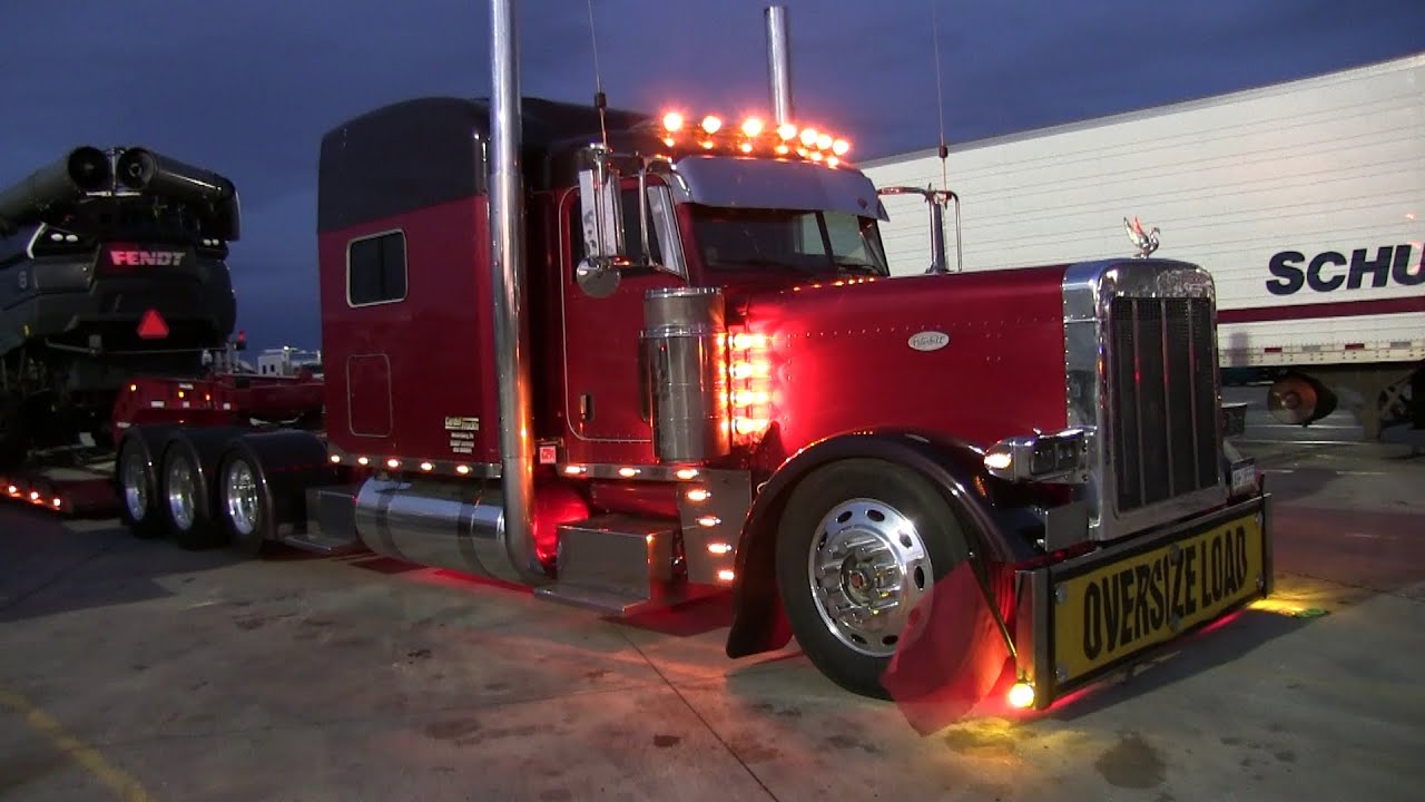 Red Peterbilt 389 With Oversize Load At Iowa 80 Truck Stop - YouTube