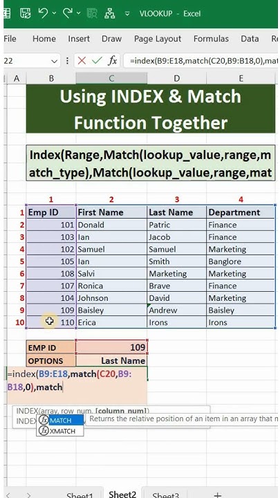 Using Match And Index Function Together Youtube
