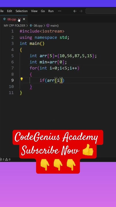 Find Minimum Number Of Any Array Using For Loop In C Codewithharry 