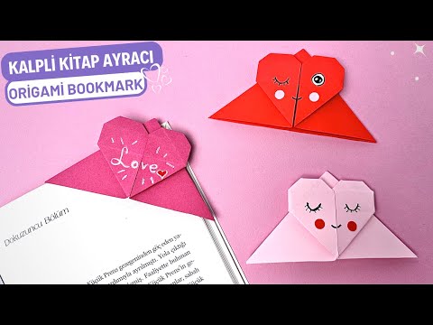 Origami Kağıttan Kalpli Kitap Ayracı | Kağıttan Kolay Kitap Ayracı