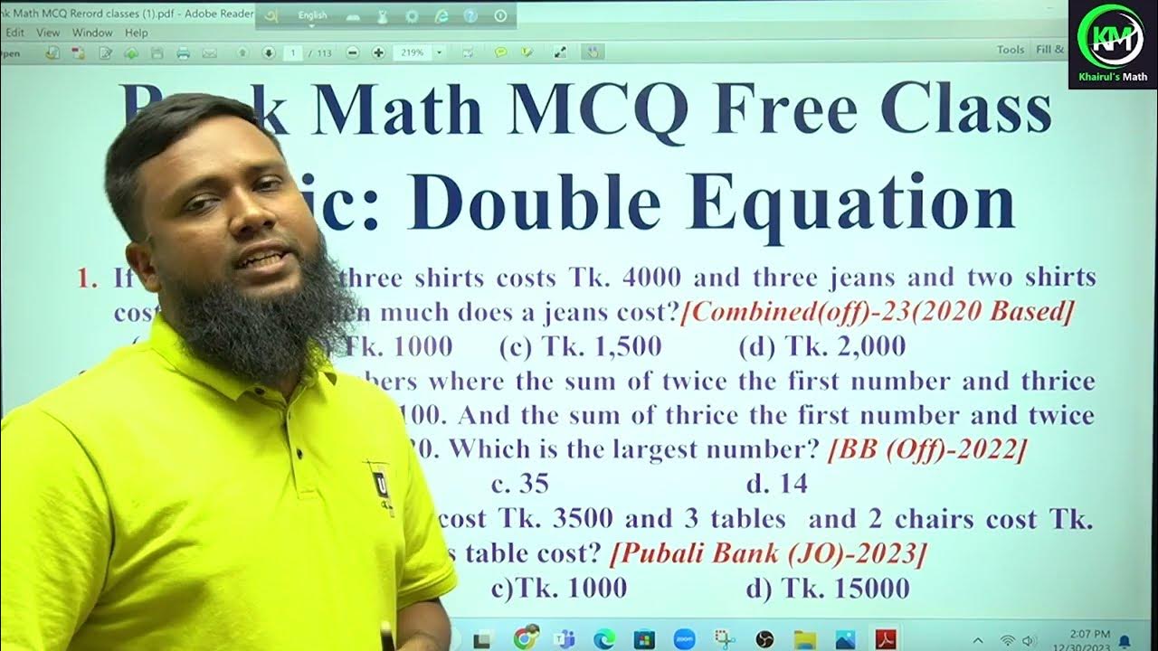Double Equation for Bank Math MCQ। সরল সহ-সমীকরণ । Forming Equation for MCQ and Written Exam ...