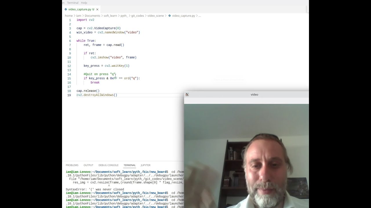 See yourself on monitor with your first program python script. - YouTube