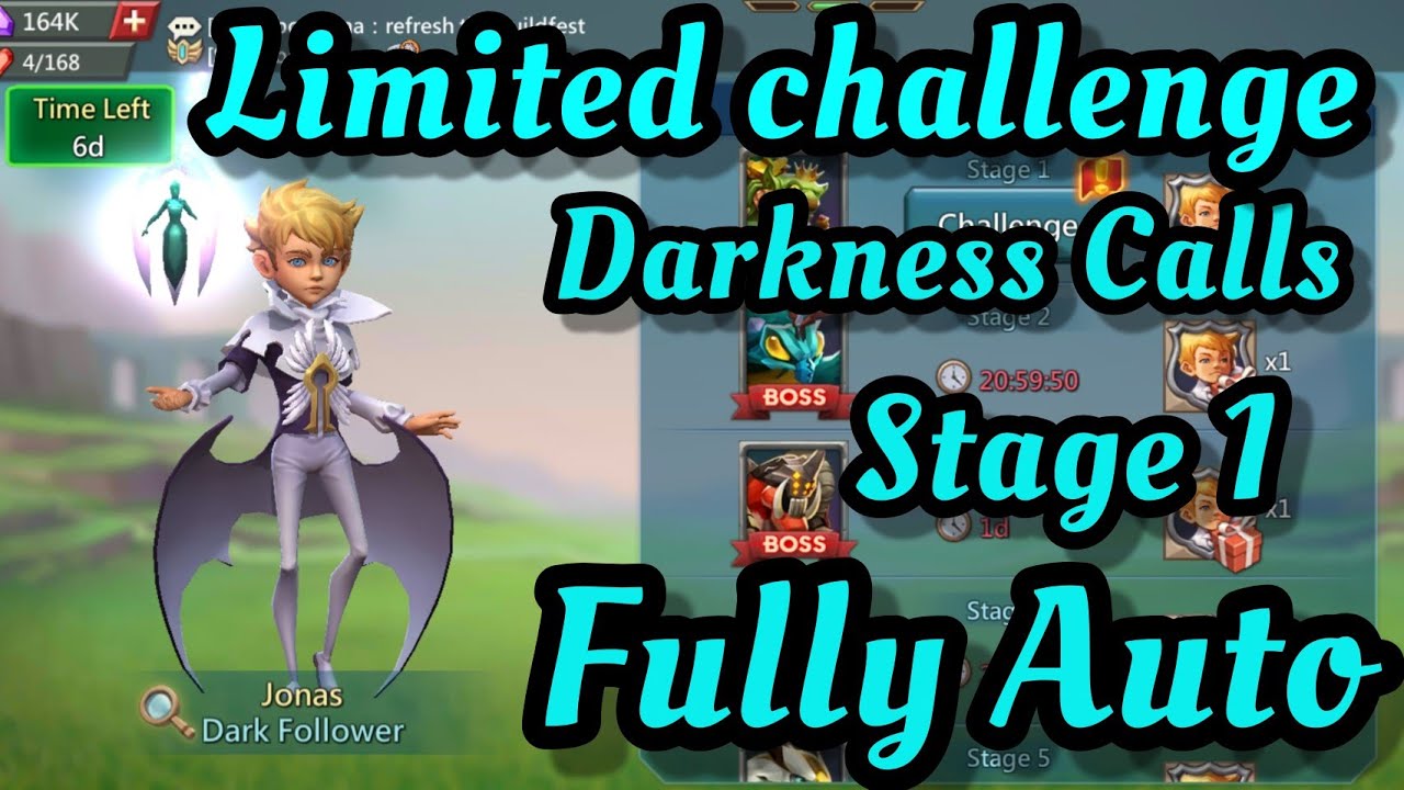 Lords Mobile limited challenge Darkness calls stage 1 fully auto Dark ...
