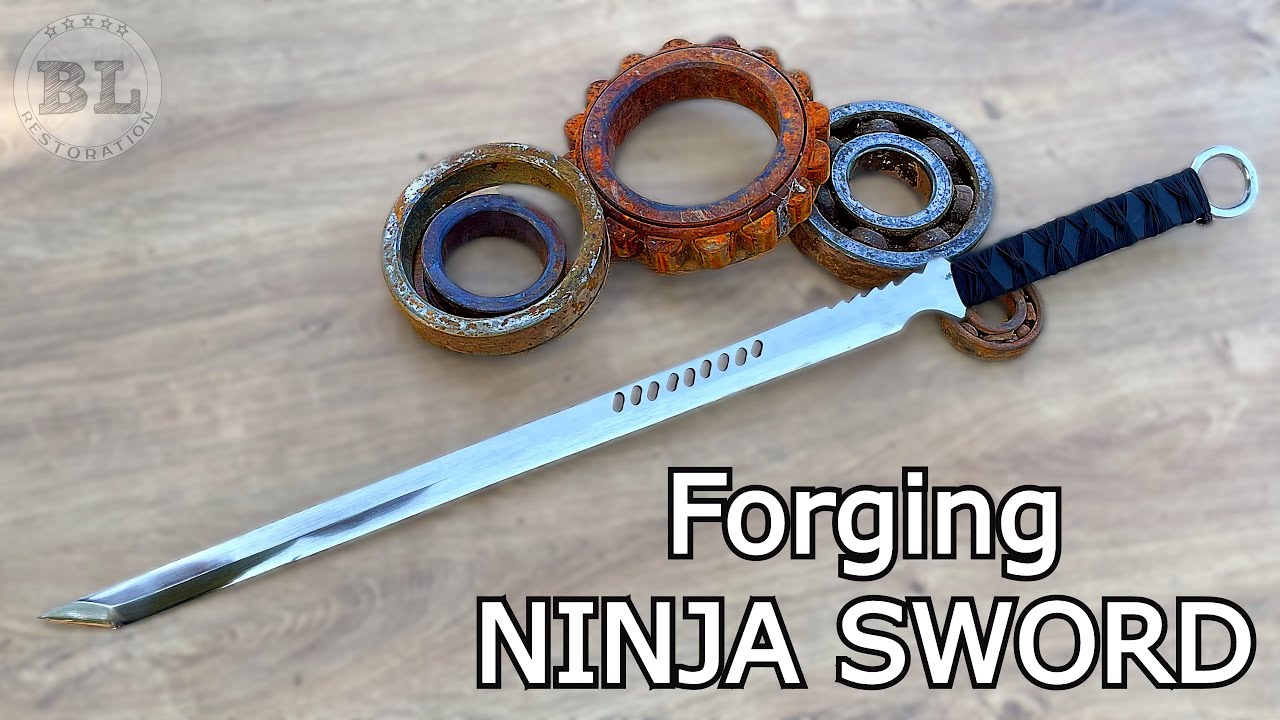 Forging a NINJA SWORD out of Rusted Bearing - YouTube