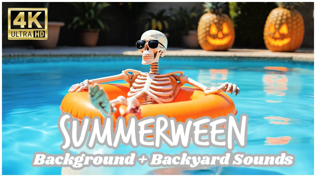 Spooky Pool Party Ambience | Summerween Backyard Halloween Vibes 🎃 ...