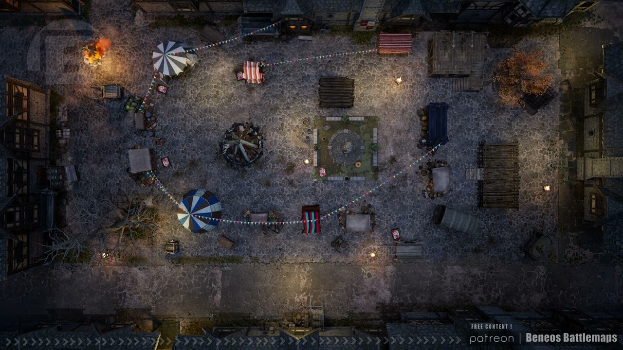 Vallaki Townsquare Blazing Sun Festival | Battlemap Demo | Curse of ...