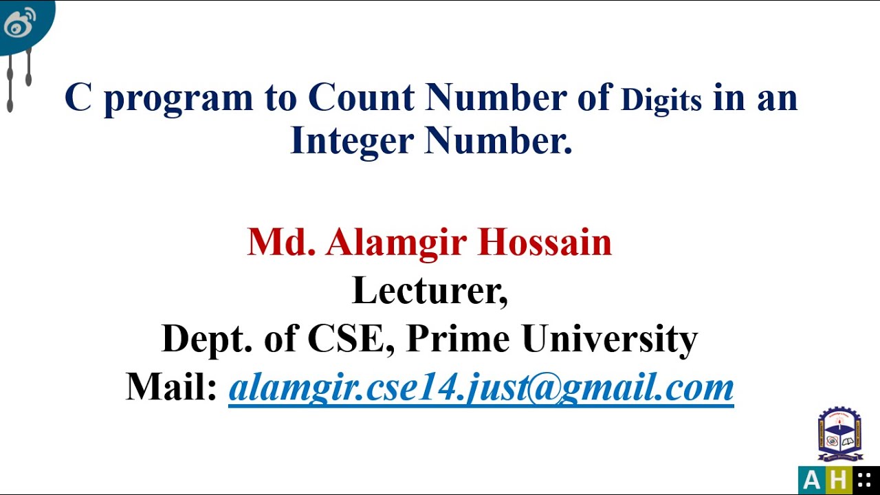 Code For Love 20 C Program To Count Number Of Digits In An Integer 8634