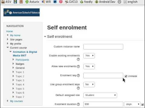 How to set up a self-enrollment key for your course on Moodle - YouTube