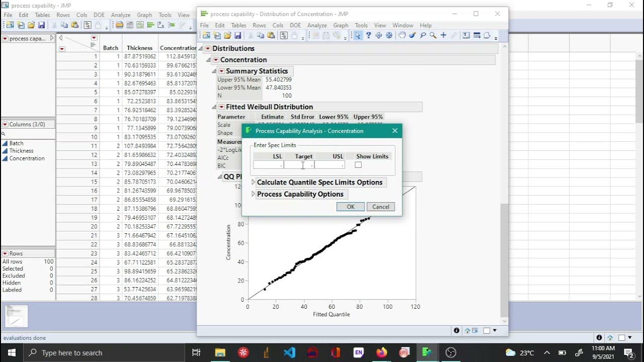 Process capability for non normal data set - JMP - YouTube