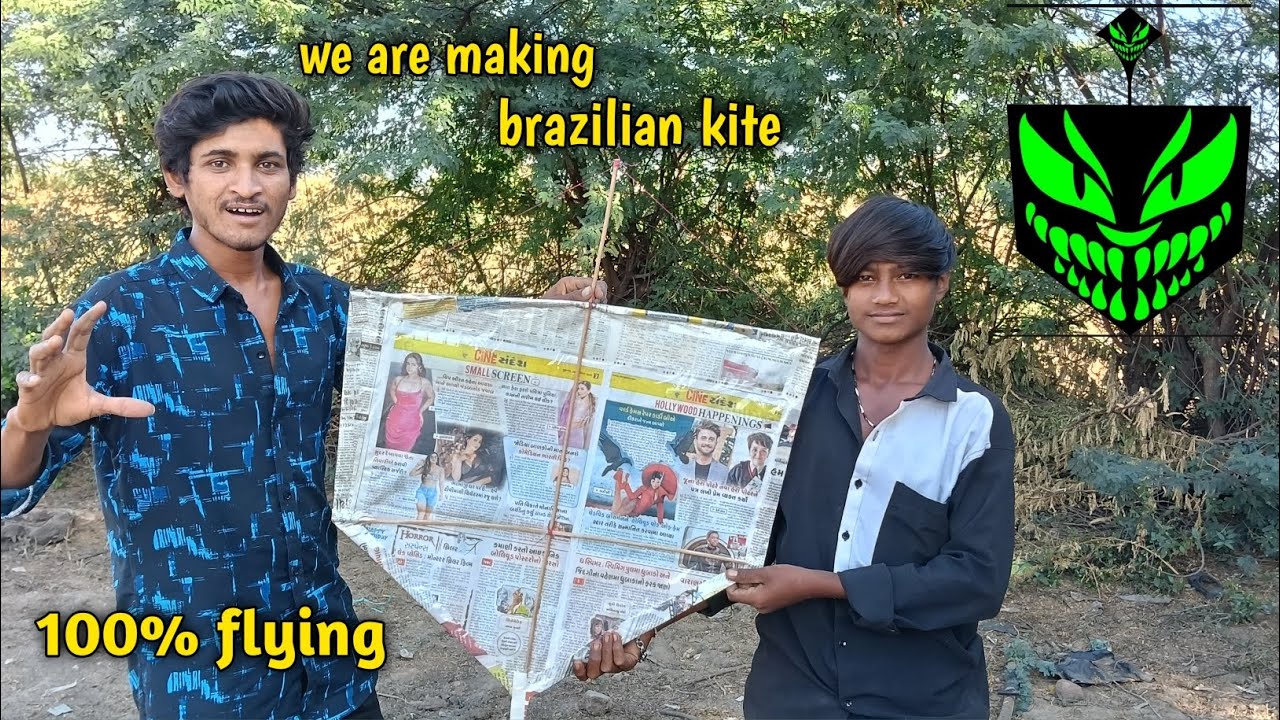 How to make a Brazilian kite with newspaper //100% flying// Brazilian ...