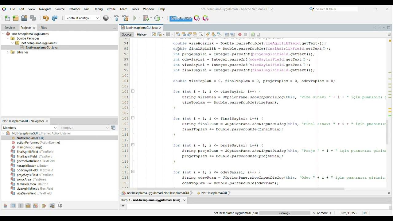 not hesaplama uygulamasi made by java on Apache NetBeans - YouTube