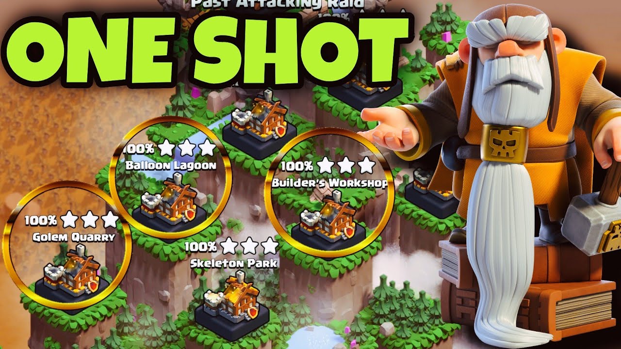 Builder Workshop, Golem Quarry and Balloon lagoon One Shot Attack ...