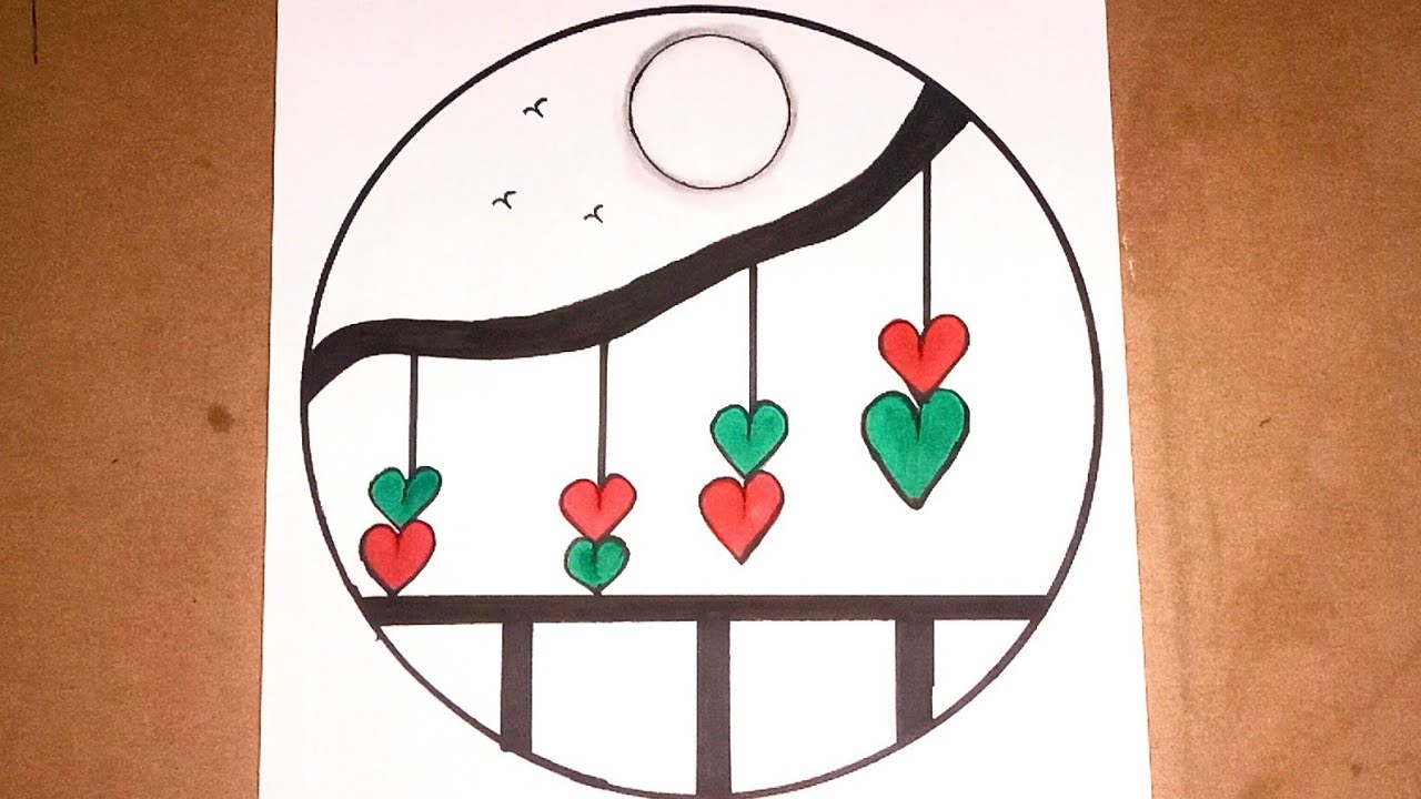 Easiest circle drawing | Beautiful heart drawing in circle | Sketchy ...