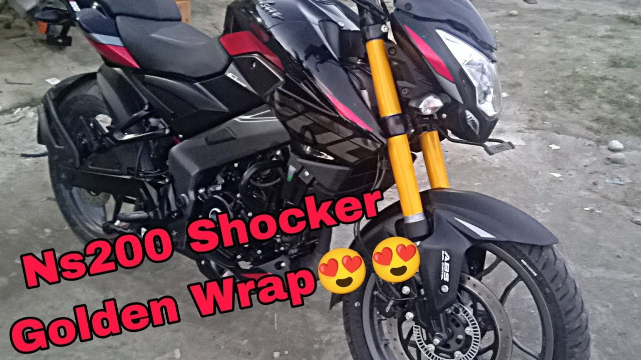 New Pulsar Ns200 Front Shocker Golden Wrap || Ns200 Front Shocker ...